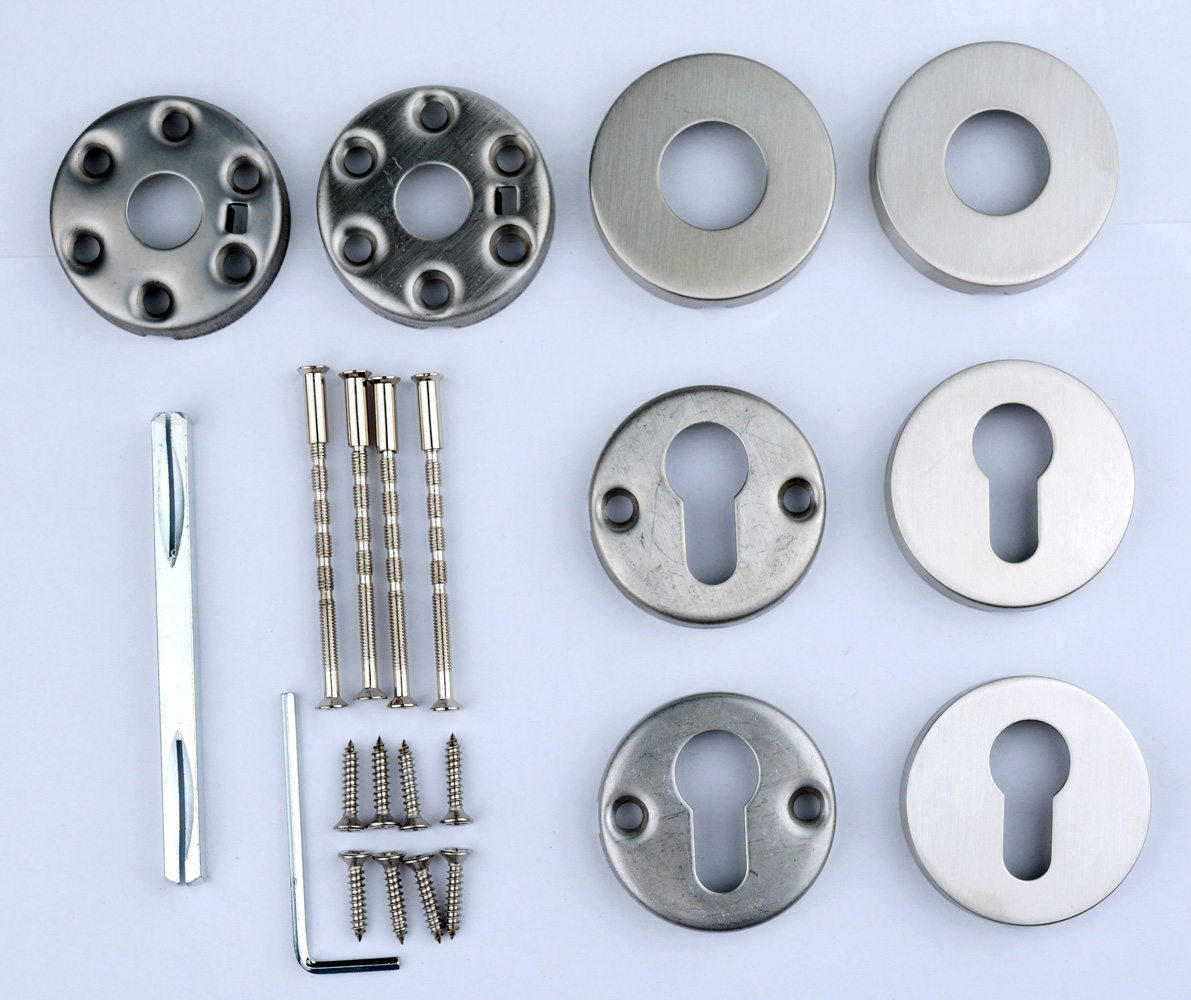 Satin Brass Stainless Steel Tube Door Handle Lever with Return To Door ...